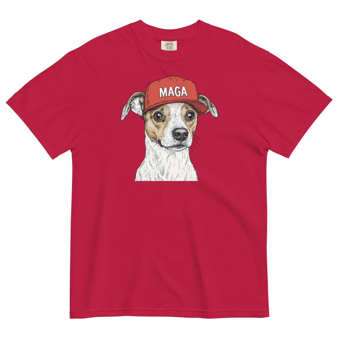 Jack Russell Terrier Wearing MAGA Hat Shirt, Patriotic Dog Comfort ...