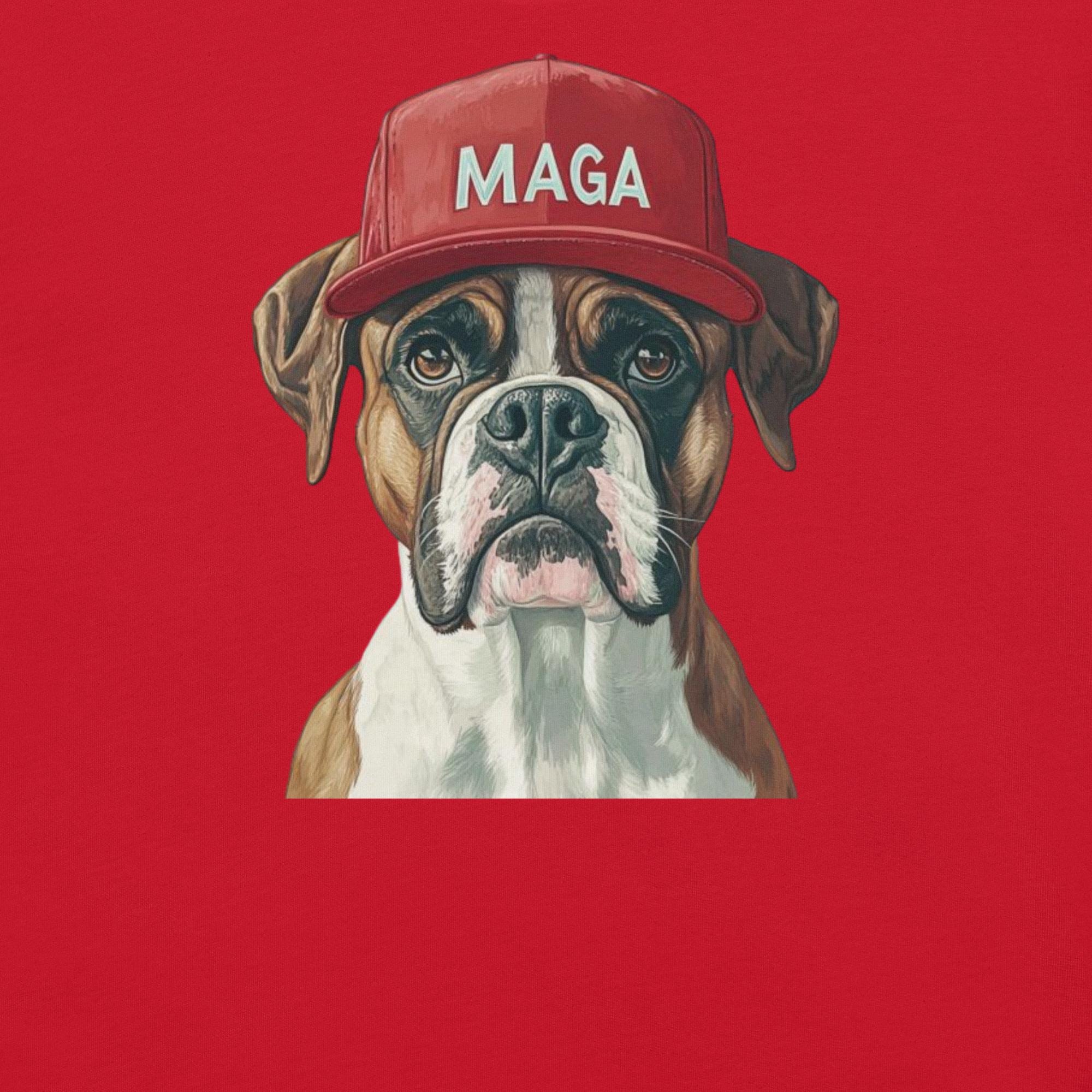 Boxer Dog Wearing MAGA Hat Shirt, Crewneck Short Sleeve DTG Printed ...