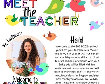 Meet the Teacher Sunshine Themed Welcome Letter Template for Grades PK ...
