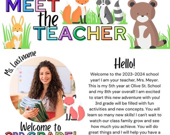 Meet the Teacher Sunshine Themed Welcome Letter Template for Grades PK ...