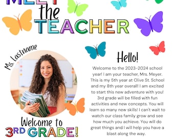 Meet the Teacher Sunshine Themed Welcome Letter Template for Grades PK ...