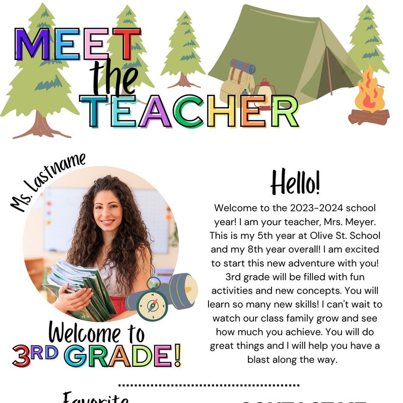 Meet the Teacher Template - Etsy