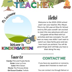 Meet the Teacher Camping Themed Welcome Letter Editable Template for ...