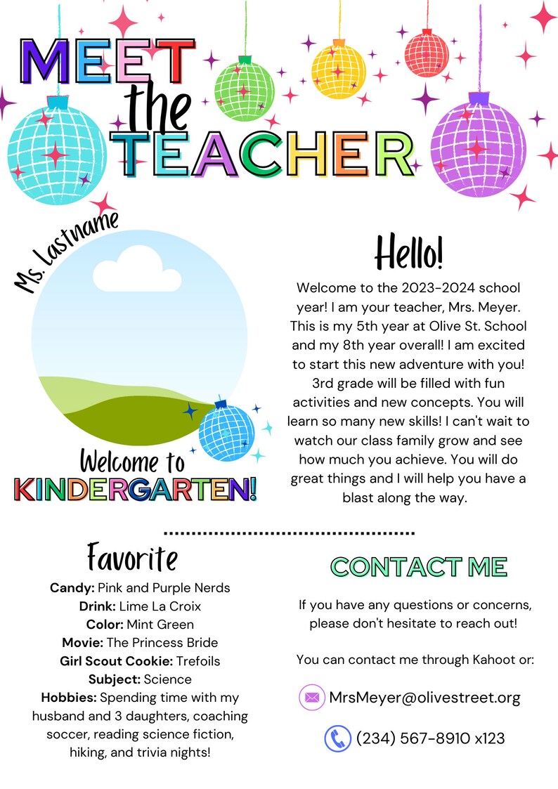 Meet the Teacher Disco Themed Welcome Letter; Editable Template for ...
