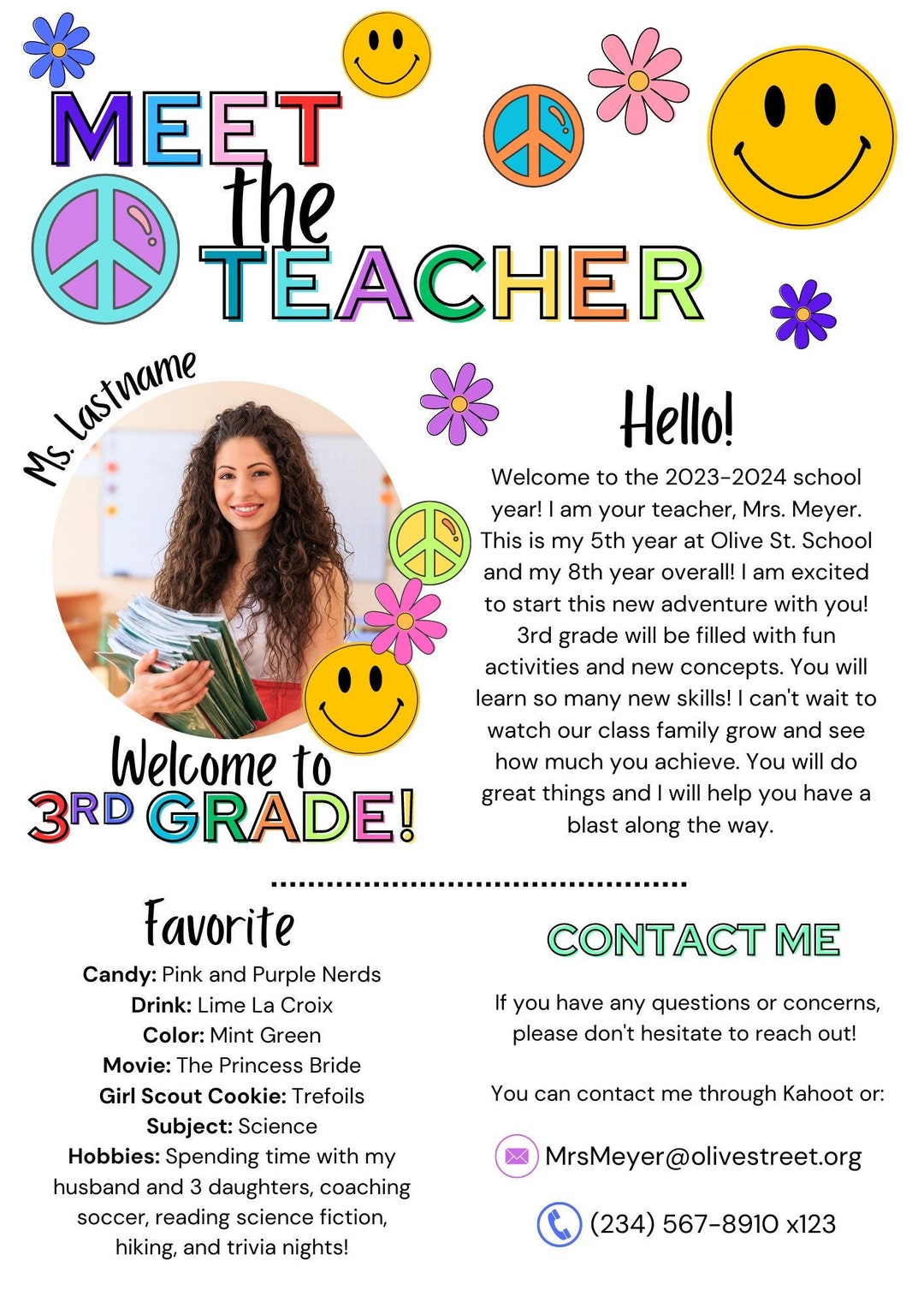 Meet the Teacher Groovy Themed Welcome Letter Template for Grades PK ...