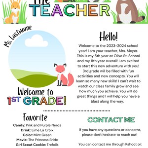 Meet the Teacher Woodland Animal Themed Welcome Letter; Editable ...