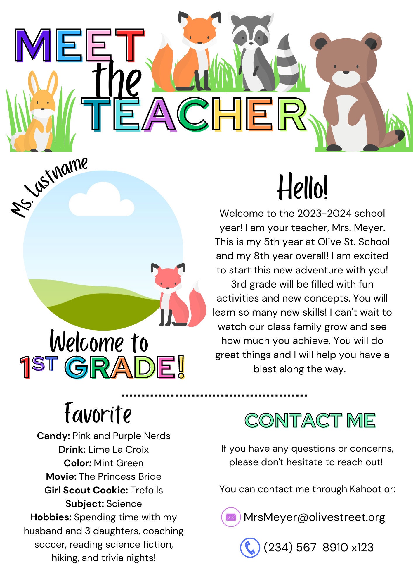 Meet the Teacher Woodland Animal Themed Welcome Letter; Editable ...