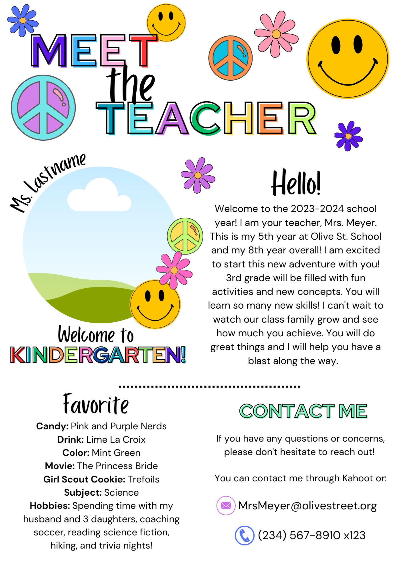 Meet the Teacher Groovy Themed Welcome Letter Template for Grades PK ...