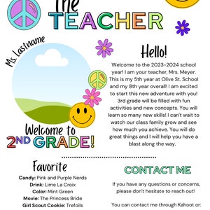 Meet the Teacher Groovy Themed Welcome Letter Template for Grades PK ...