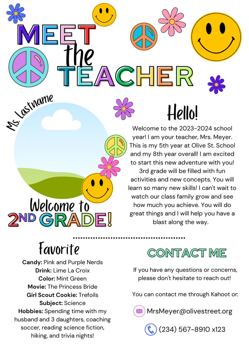 Meet the Teacher Groovy Themed Welcome Letter Template for Grades PK ...