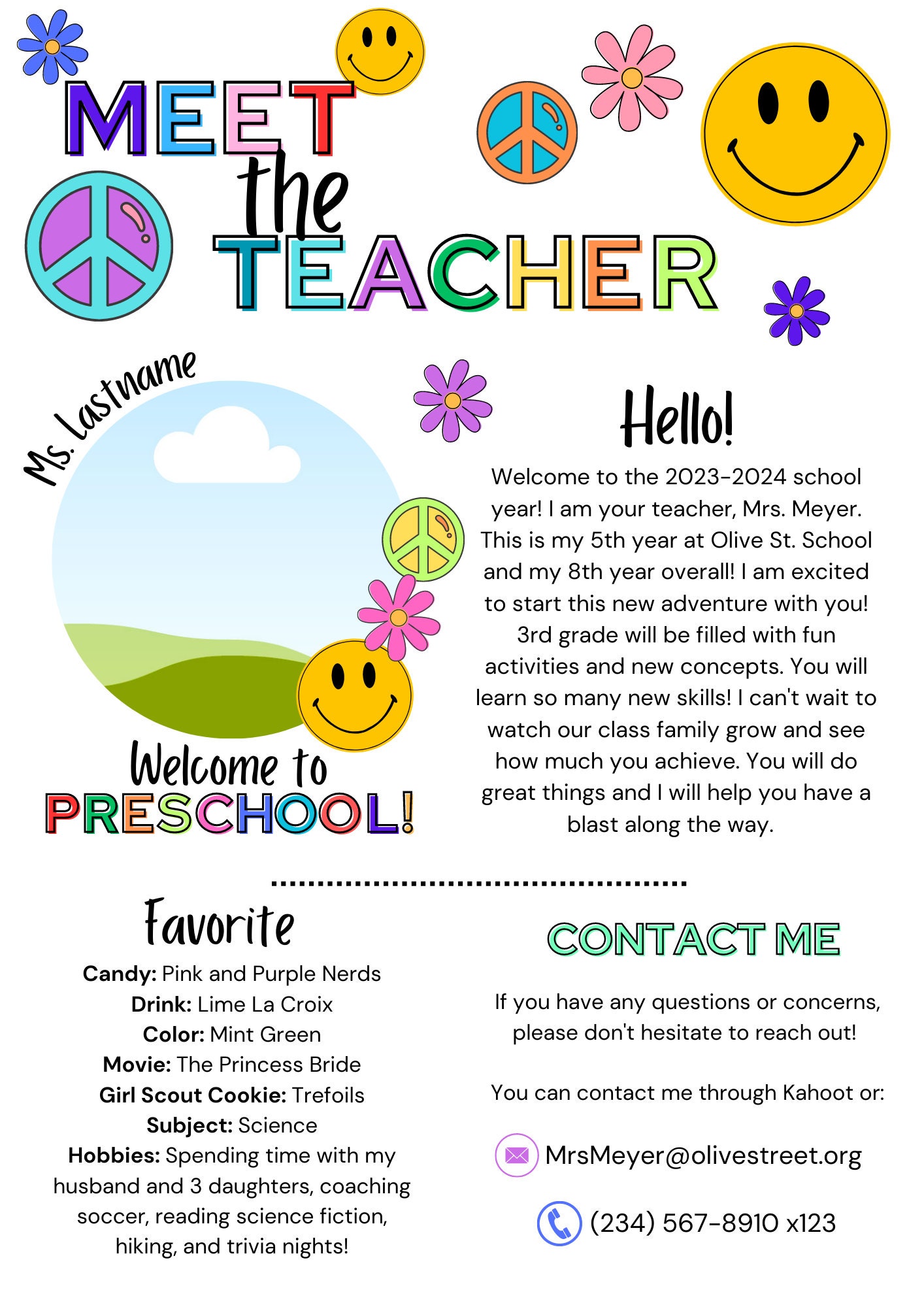 Meet the Teacher Groovy Themed Welcome Letter Template for Grades PK ...