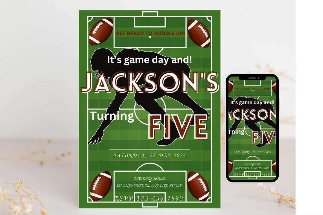 Touchdown Party Football Invitation – Printable Sports Birthday Invite ...