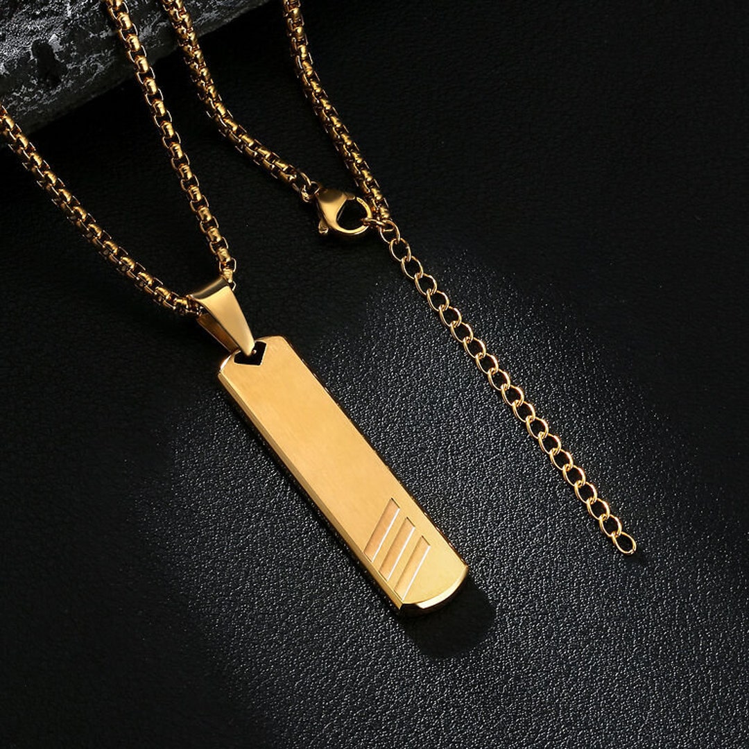 18k Gold Bar Necklace Mens Gold Necklaces Mens Minimalist - Etsy