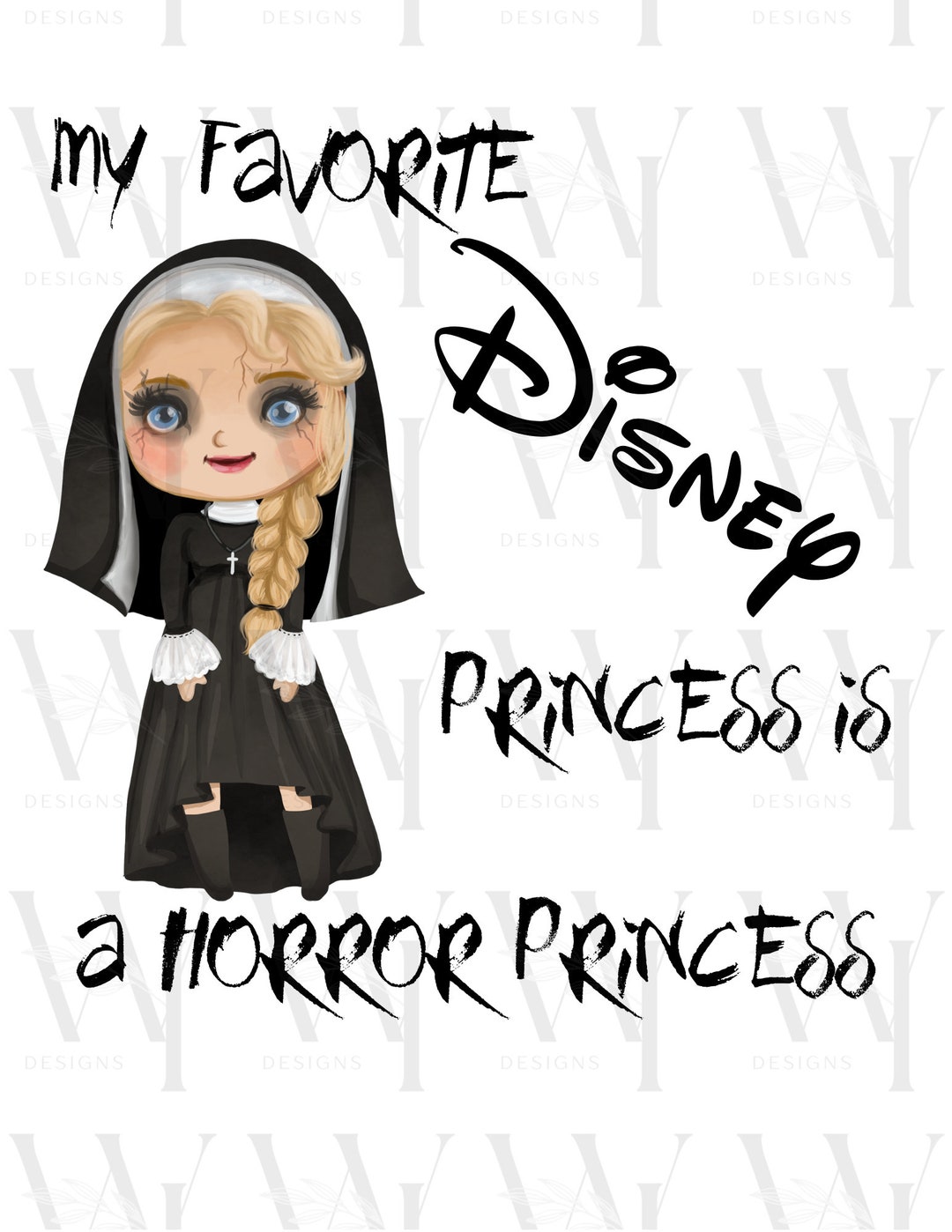 Horror Princess, Princess, Horror, Elsa, Nun, Tshirt, PNG - Etsy