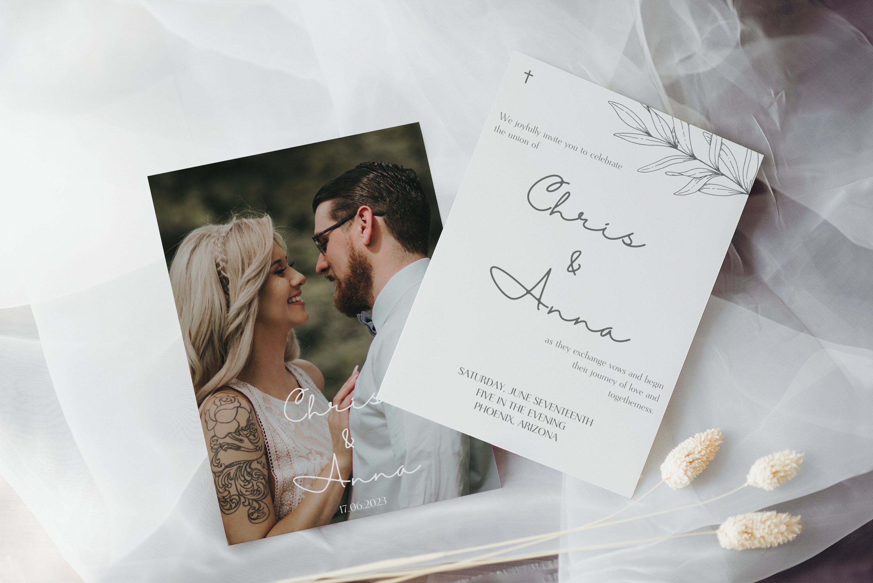 Modern Minimalist Invitation Card, Elegant Script Note, Fully Editable ...