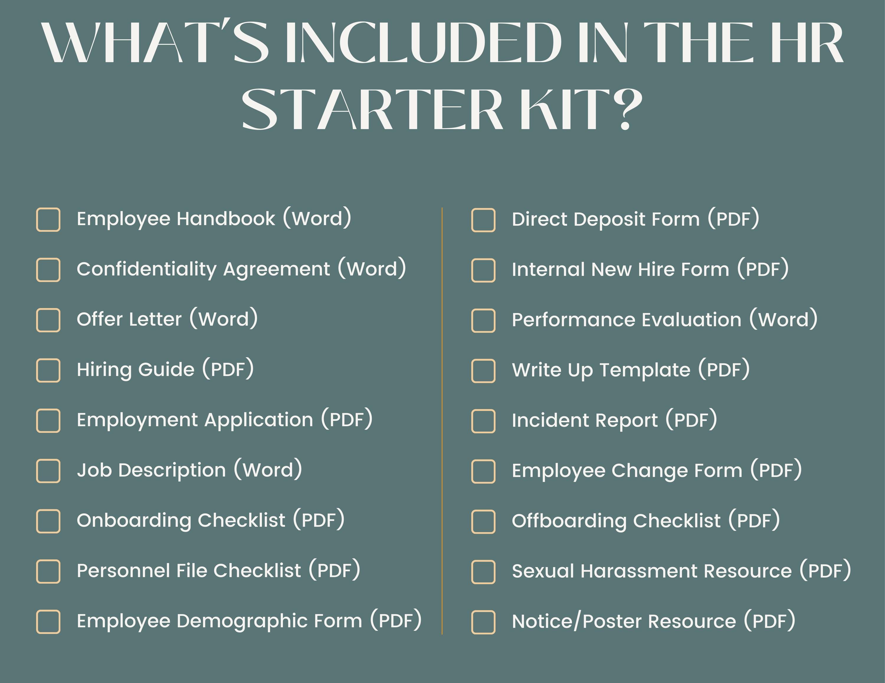 HR Starter Kit (US) - New Hire Onboarding - Policy - Compliance - State ...