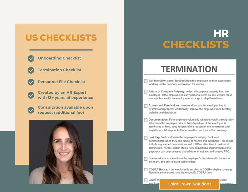 Onboarding - Termination - Employee File - Checklist - Human Resources ...