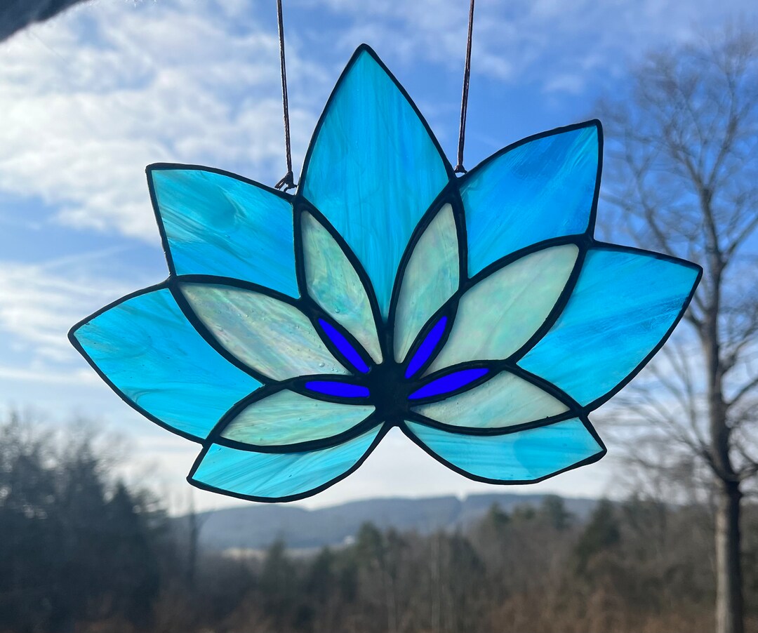 Lotus Flower Stained Glass Suncatcher - Etsy