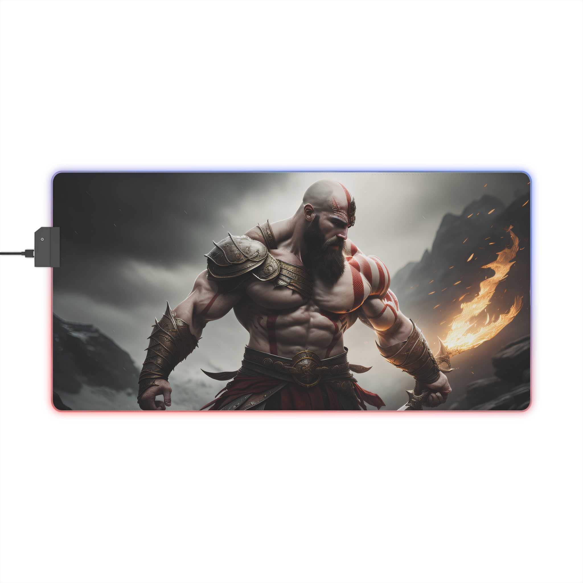 God of War Kratos Mouse Pad RGB Desk Pad Desk Mat - Etsy