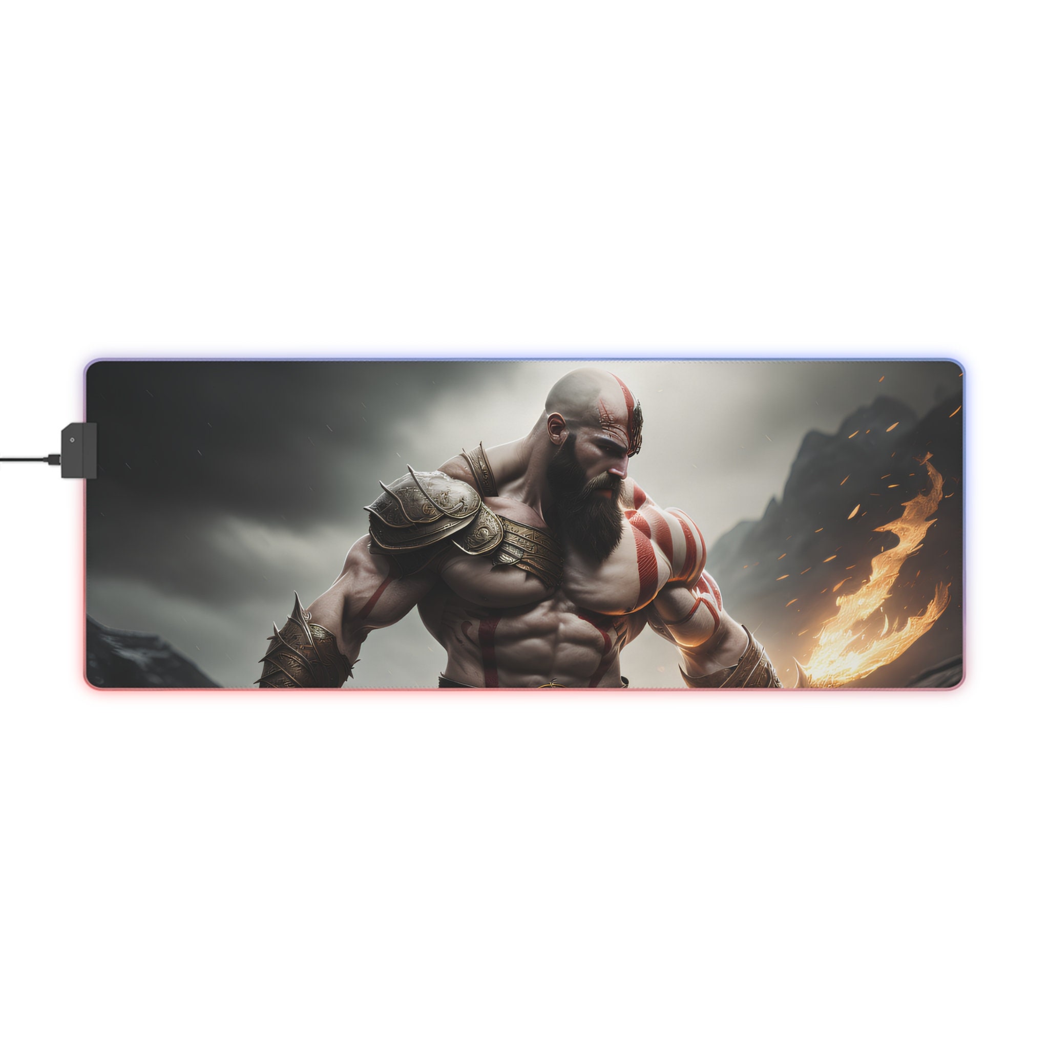 God of War Kratos Mouse Pad RGB Desk Pad Desk Mat - Etsy