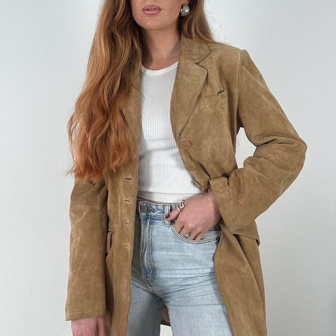 Vintage BIBA Brown 90s Real Suede Jacket Coat Jacket Size S - Etsy UK