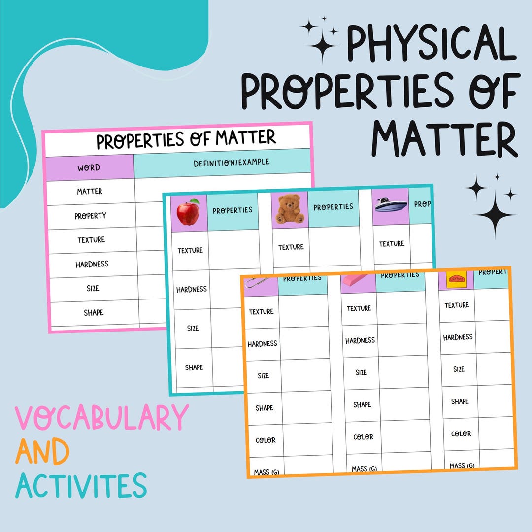 Properties of Matter Worksheets & Vocabulary - Etsy