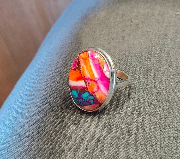 Natural Pink Turquoise Ring, Turquoise Jewelry, Fashion Ring for Women ...