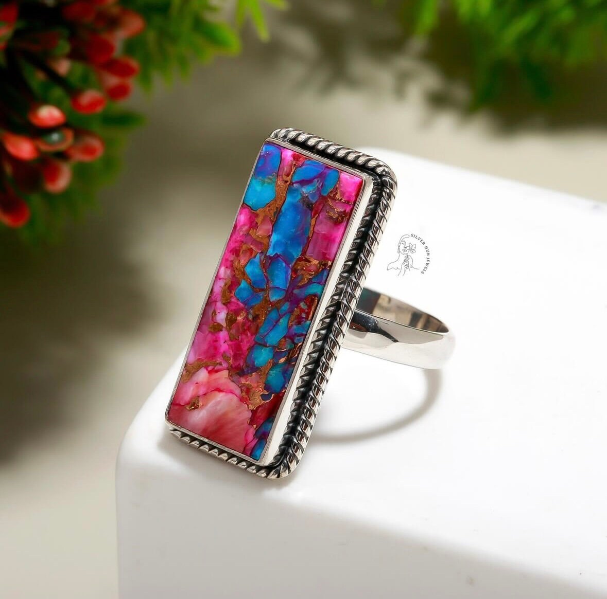 Natural Pink Turquoise Ring, Turquoise Jewelry, Fashion Ring for Women ...