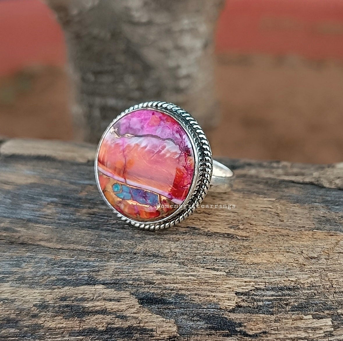 Natural Pink Turquoise Ring, Turquoise Jewelry, Fashion Ring for Women ...