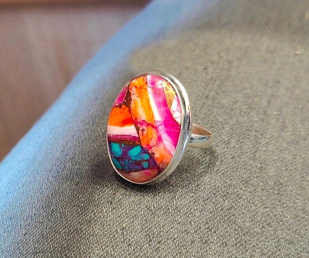 Natural Pink Turquoise Ring, Turquoise Jewelry, Fashion Ring for Women ...