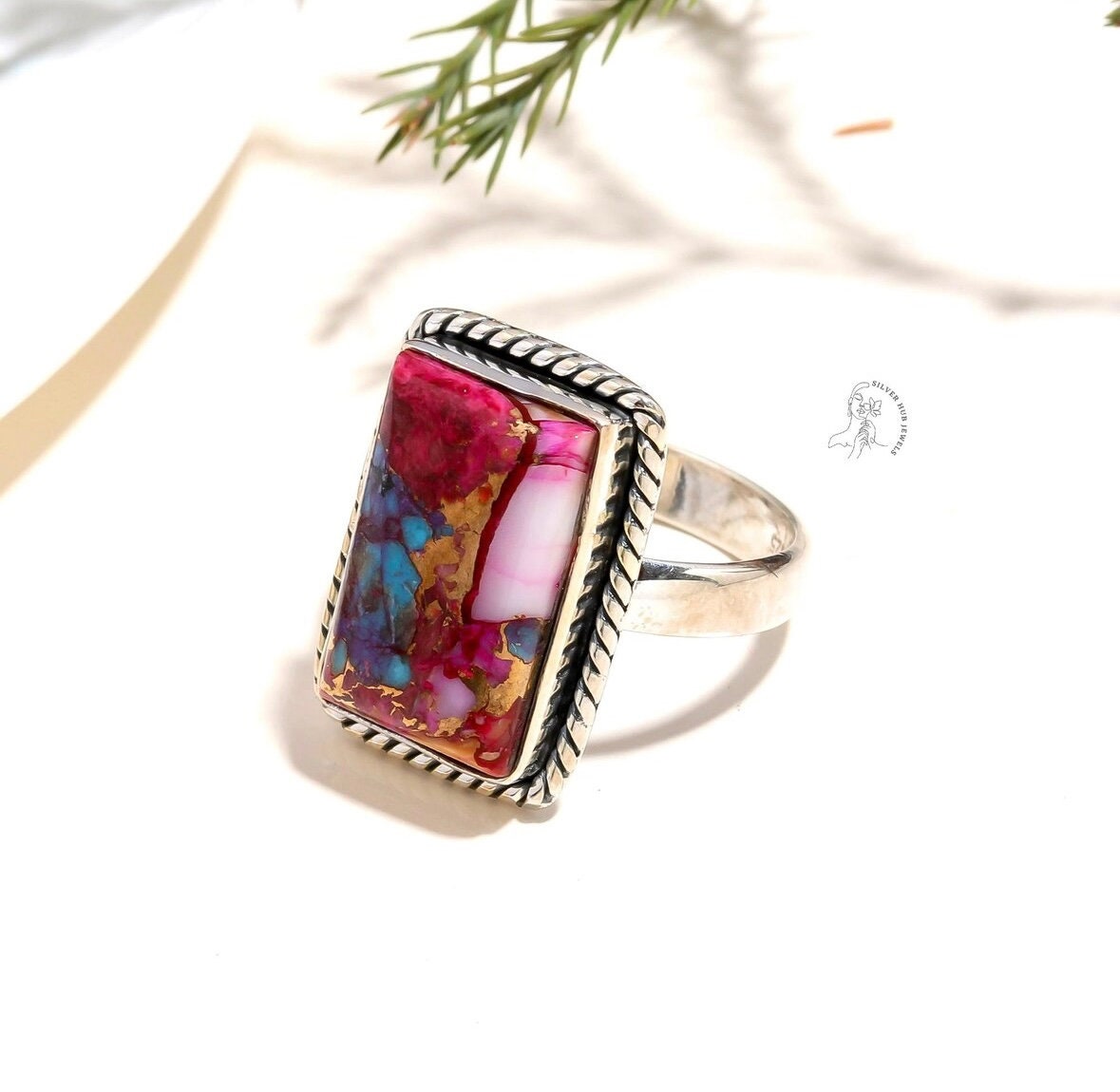 Natural Pink Turquoise Ring, Turquoise Jewelry, Fashion Ring for Women ...