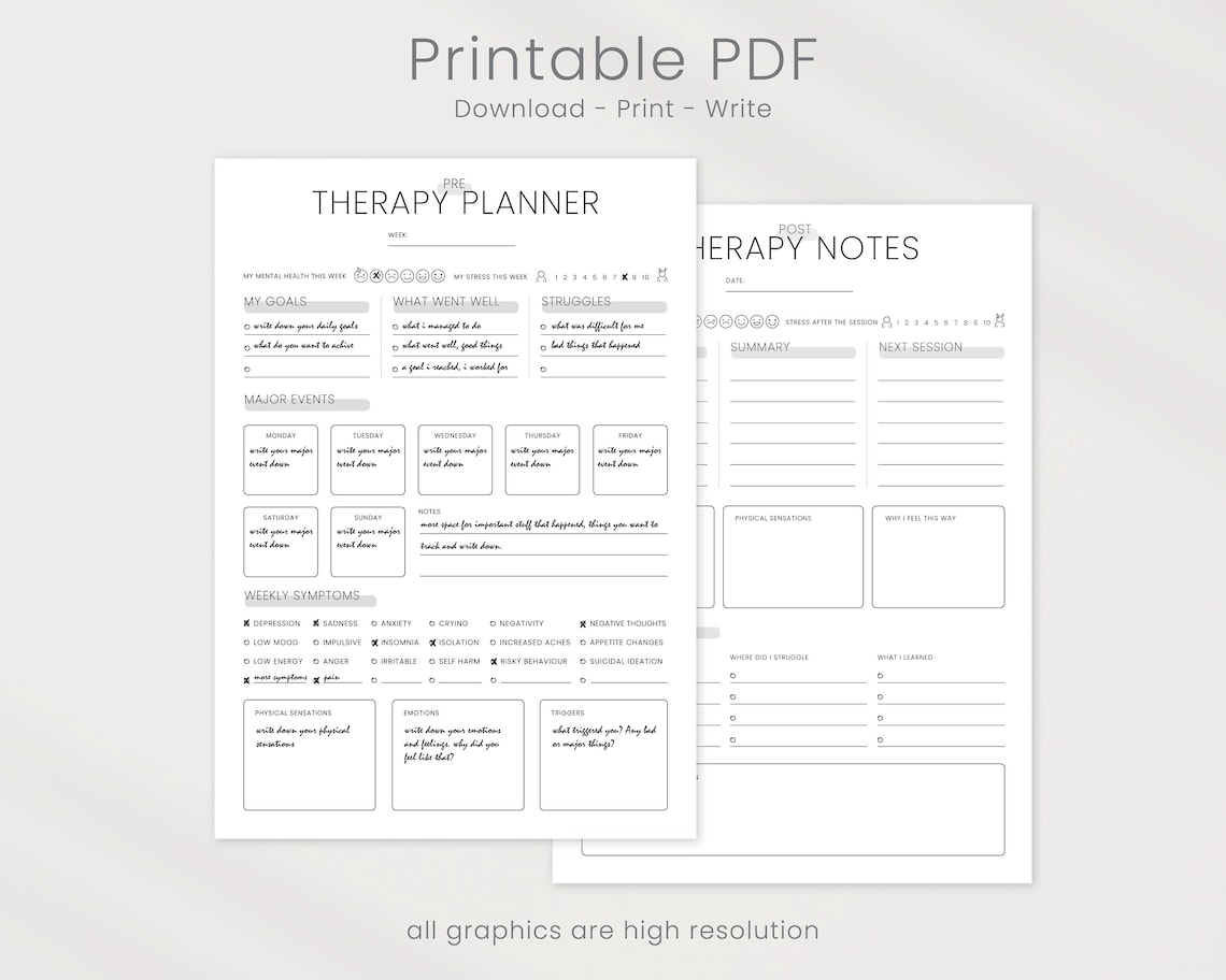 Pre and Post Therapy Notes, Therapy Overview, Pre Therapy and Post ...