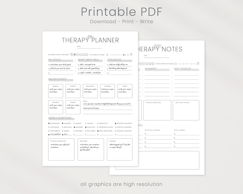 Pre and Post Therapy Notes, Therapy Overview, Pre Therapy and Post ...