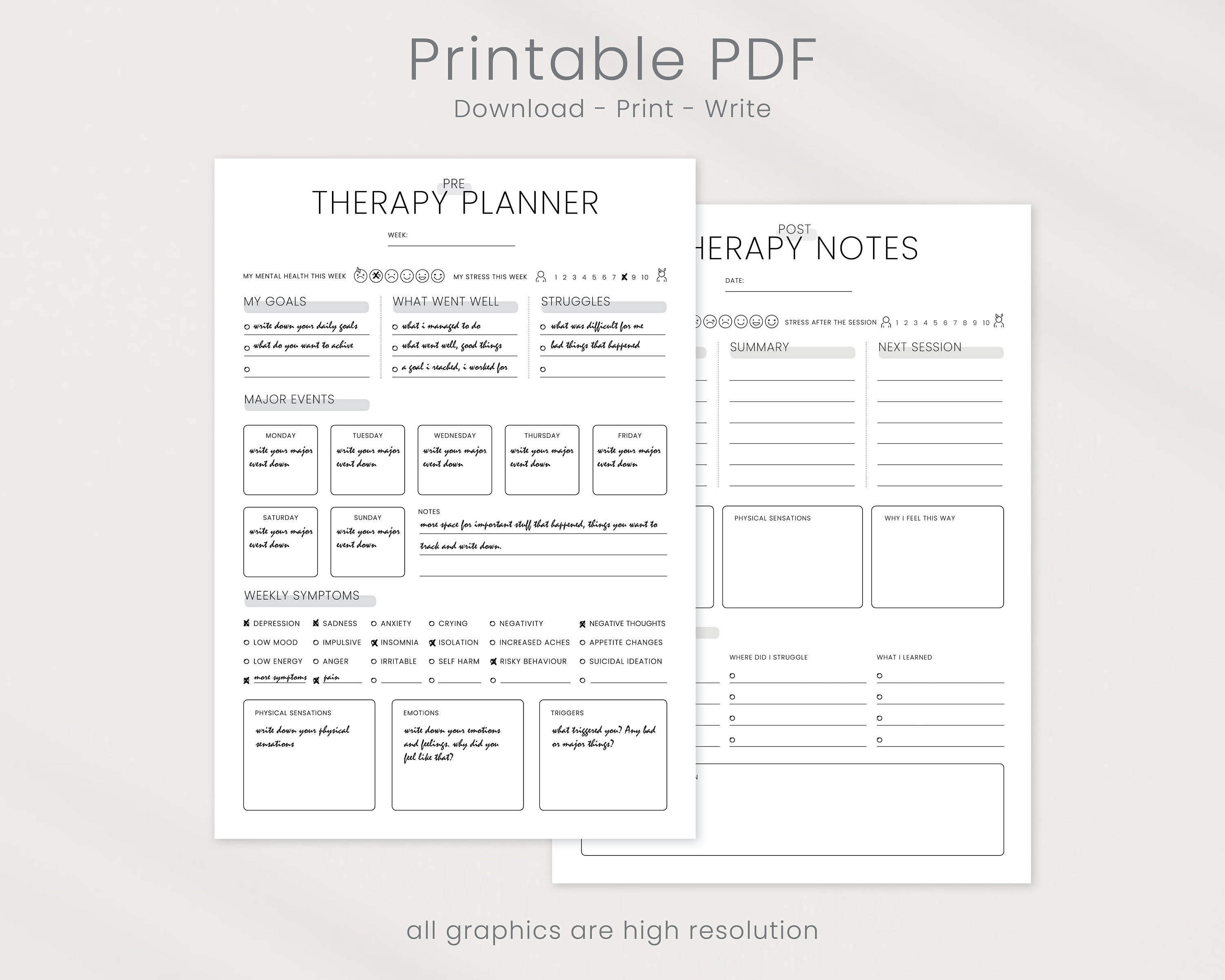 Pre and Post Therapy Notes, Therapy Overview, Pre Therapy and Post ...
