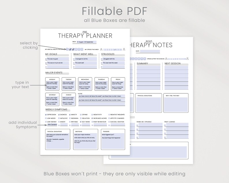Pre and Post Therapy Notes, Therapy Overview, Pre Therapy and Post ...