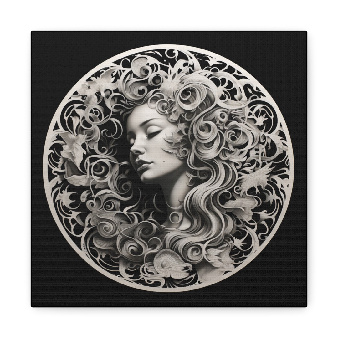 Beautiful Woman Canva, Women Hair Canva, Feminine Art, Elegant Wall Art ...
