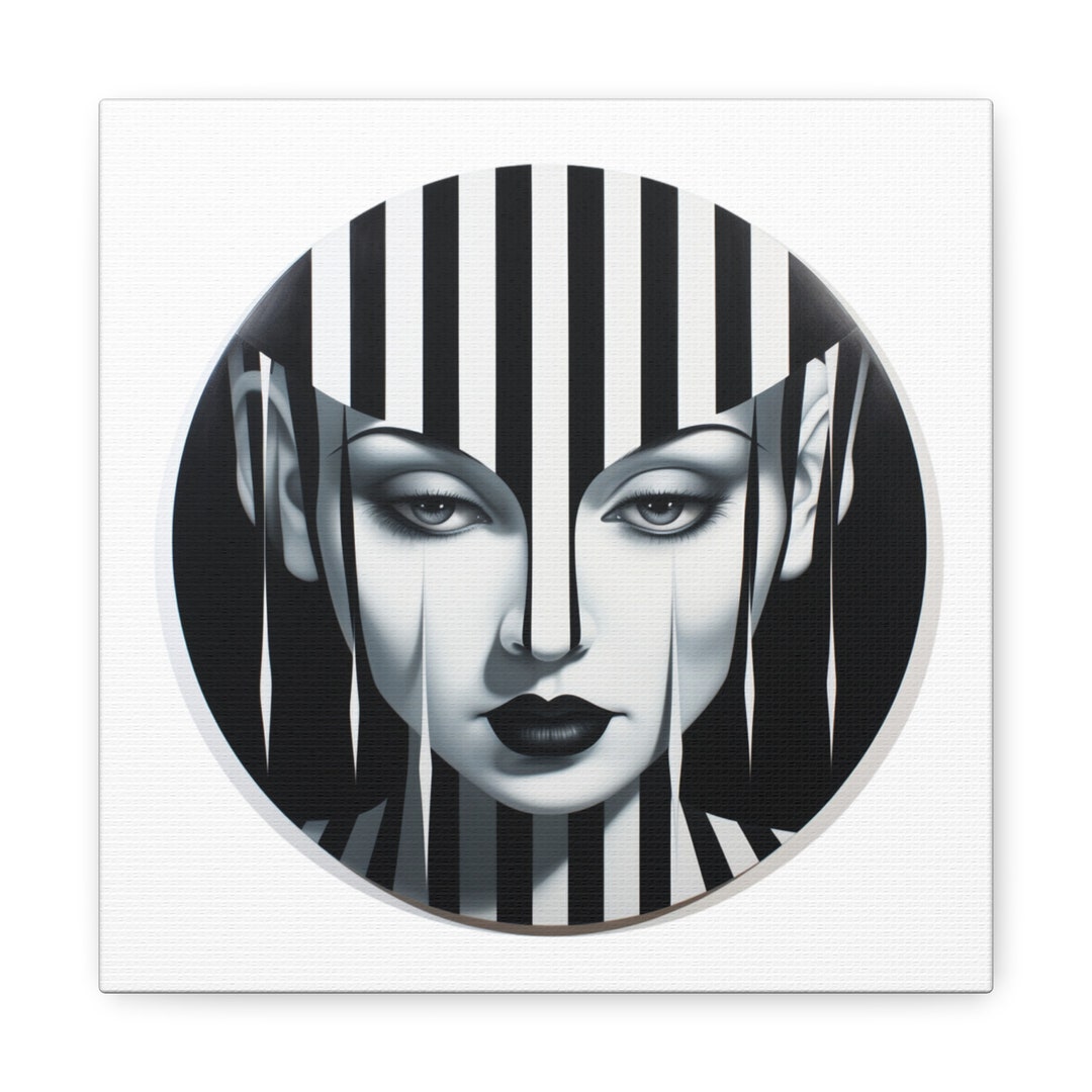 Black and White Woman Canva, Black and White Stripes Canva, Feminine ...