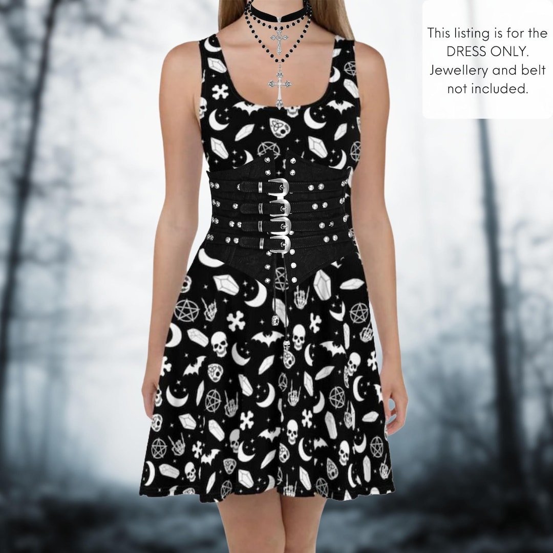 Goth Aesthetic Skater Dress Gothic Dress for Women Gothcore Outfit ...