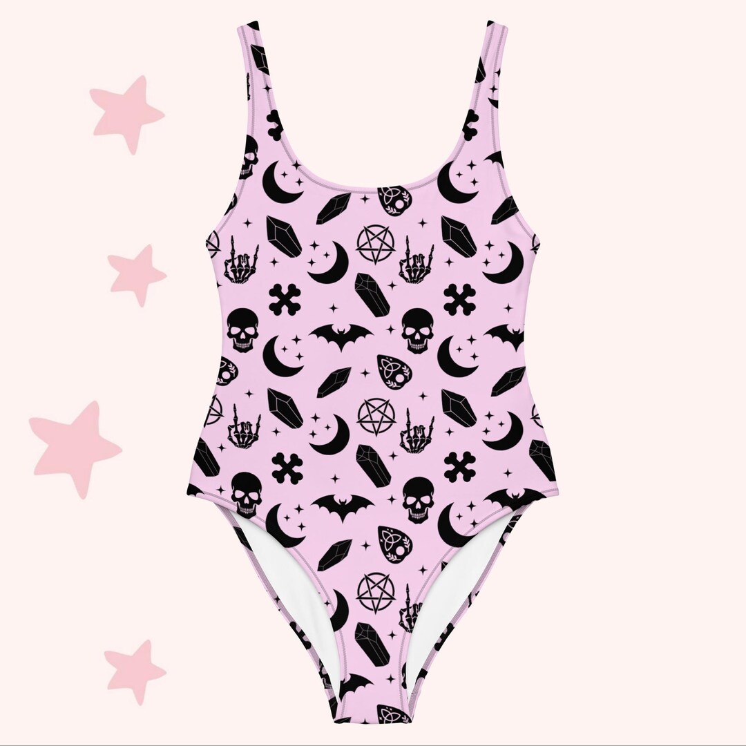 Kawaii Goth Swimsuit Pastel Goth Swimming Suit, Cute Goth Bathing Suit ...