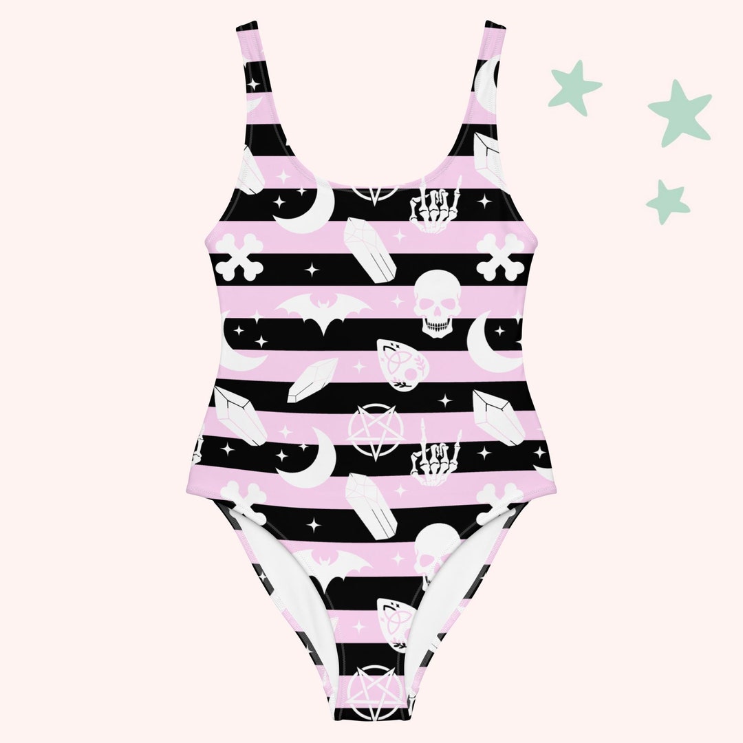 One-piece Swimsuit Kawaii Pastel Goth Swimsuit, Kawaii Goth Bathing ...
