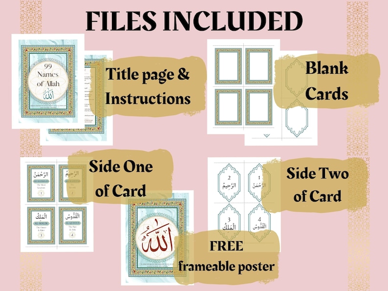 99 Names of Allah Printable Flashcards With Free Poster Digital ...