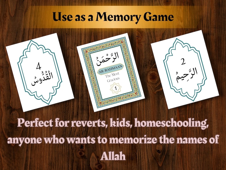 99 Names of Allah Printable Flashcards With Free Poster - Etsy Israel