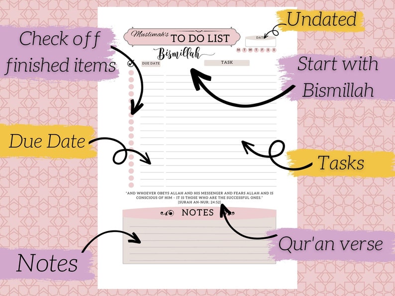 Muslimah Daily Planner & to Do List | Editable and Printable - Etsy
