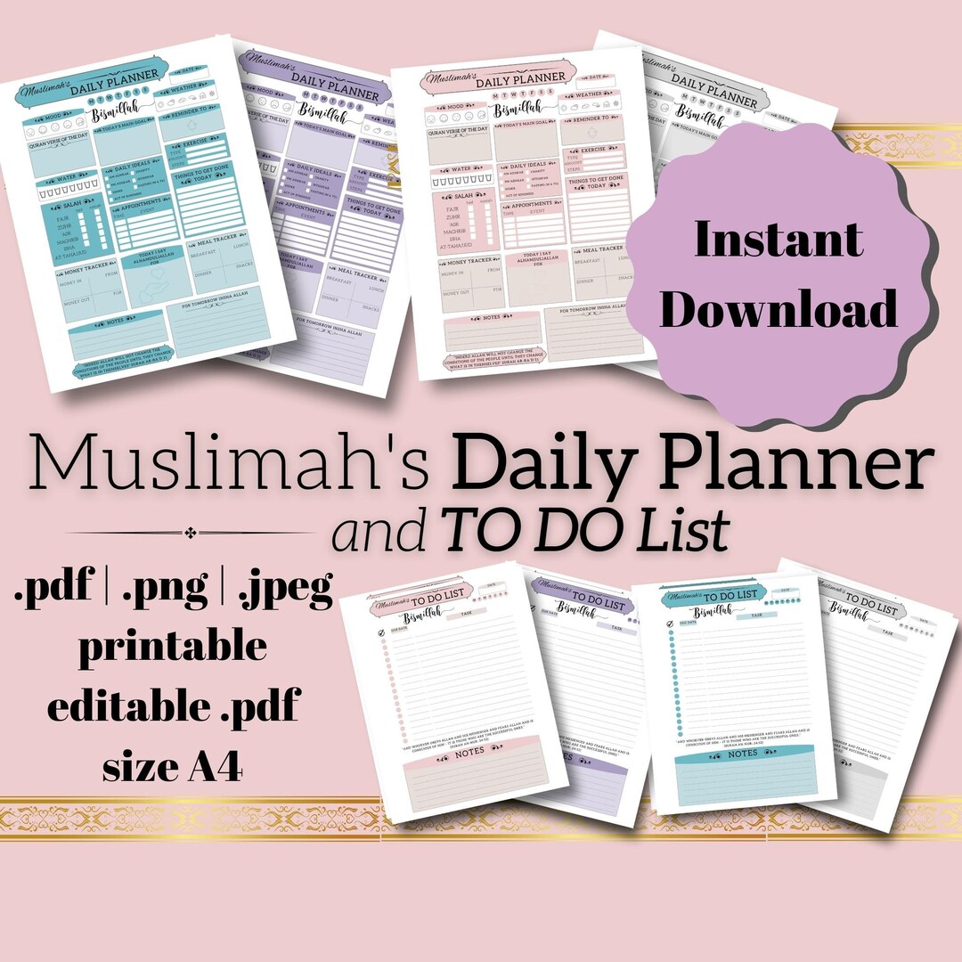 Muslimah Daily Planner & to Do List | Editable and Printable - Etsy