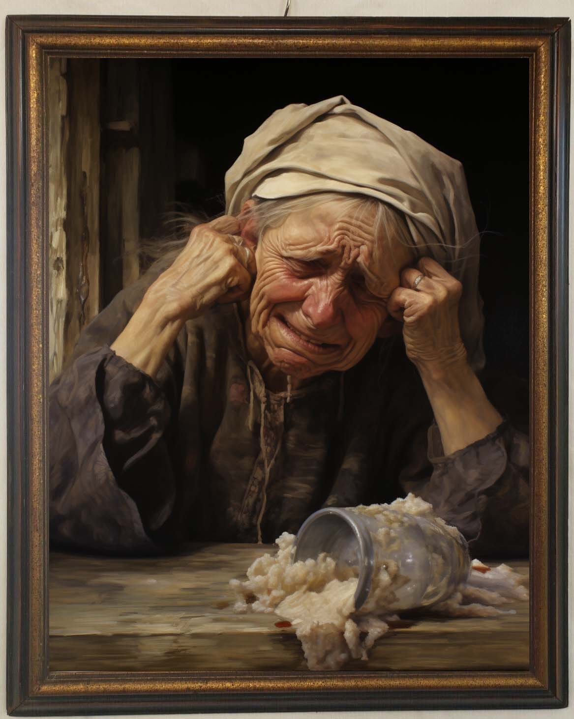 Crying Over Spilt Milk, Medieval Painting, Victorian, Old Woman ...