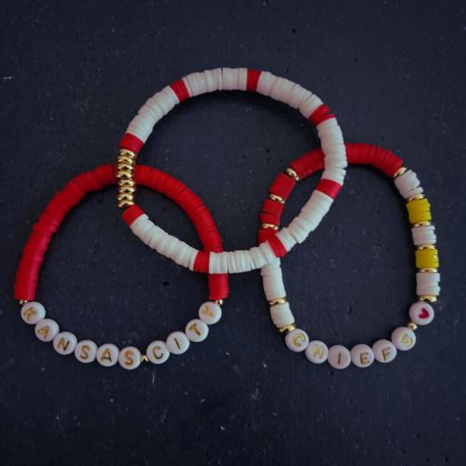 Kansas City Chiefs - Stack of 3 Bracelets - Etsy