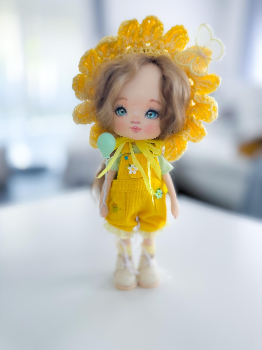 Handmade Textile Doll, Doll With Beautiful Hair and Outfit, Present for ...