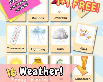 Weather Flash Cards INSTANT DOWNLOAD - Etsy