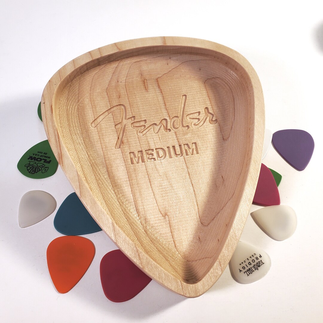 Handcrafted XL Maple Wood Guitar Pick Dish - Extra Large Fender Style ...