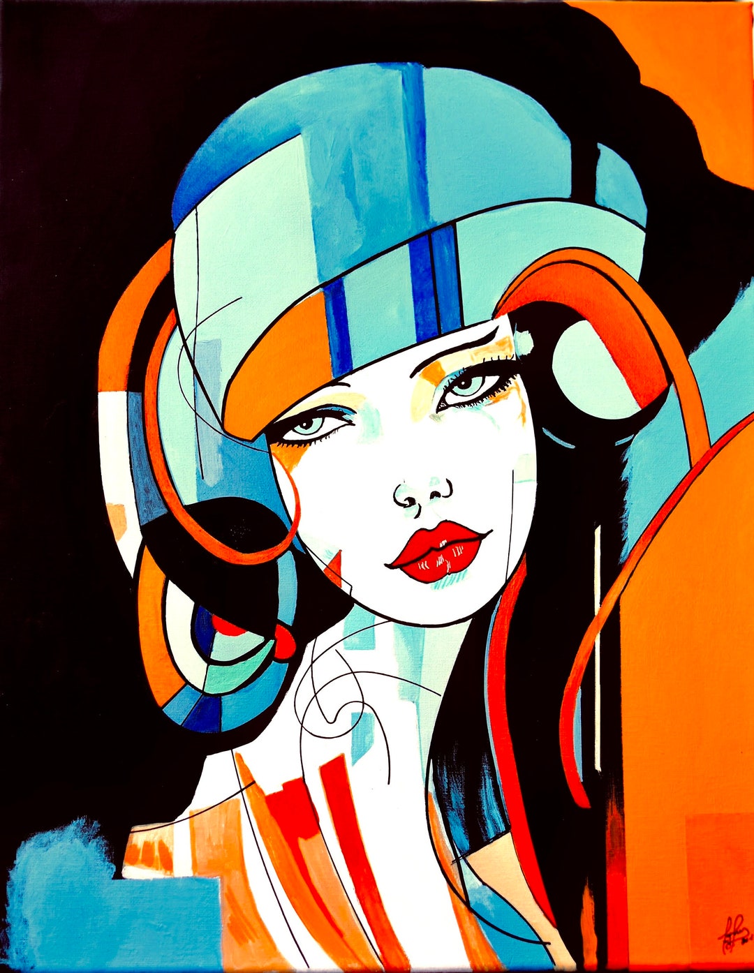 Nouveau Art Deco Portrait - Etsy